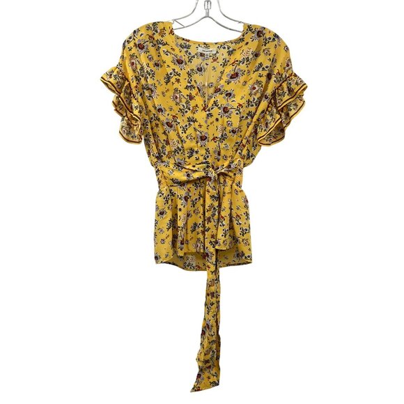 Max Studio | Tops | Max Studio Womens Floral Peplum Top Yellowmulti ...